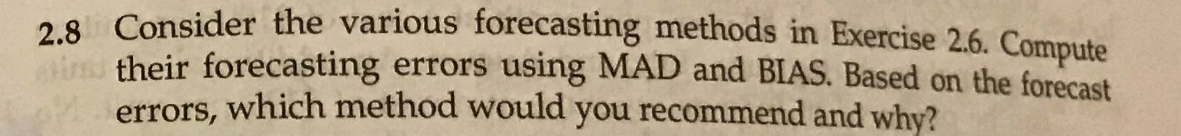 Solved 28. Consider the various forecasting methods in | Chegg.com