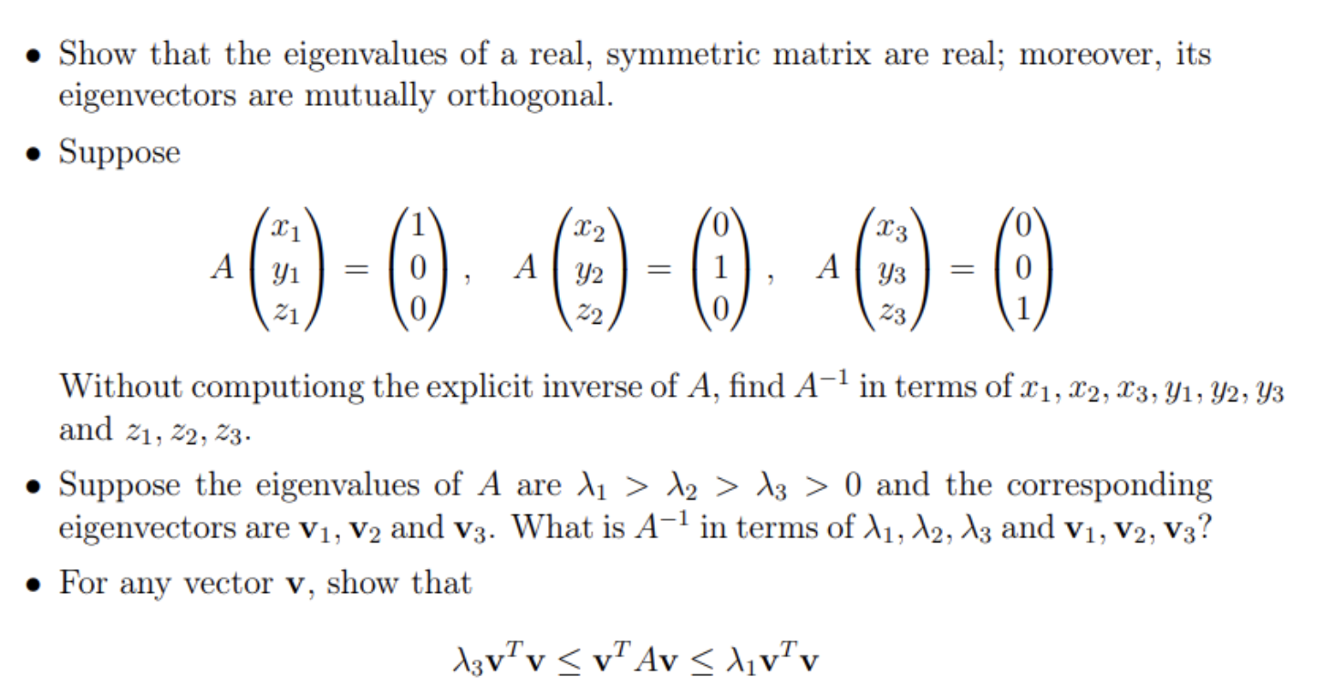 Show that the eigenvalues of a real, symmetric matrix | Chegg.com