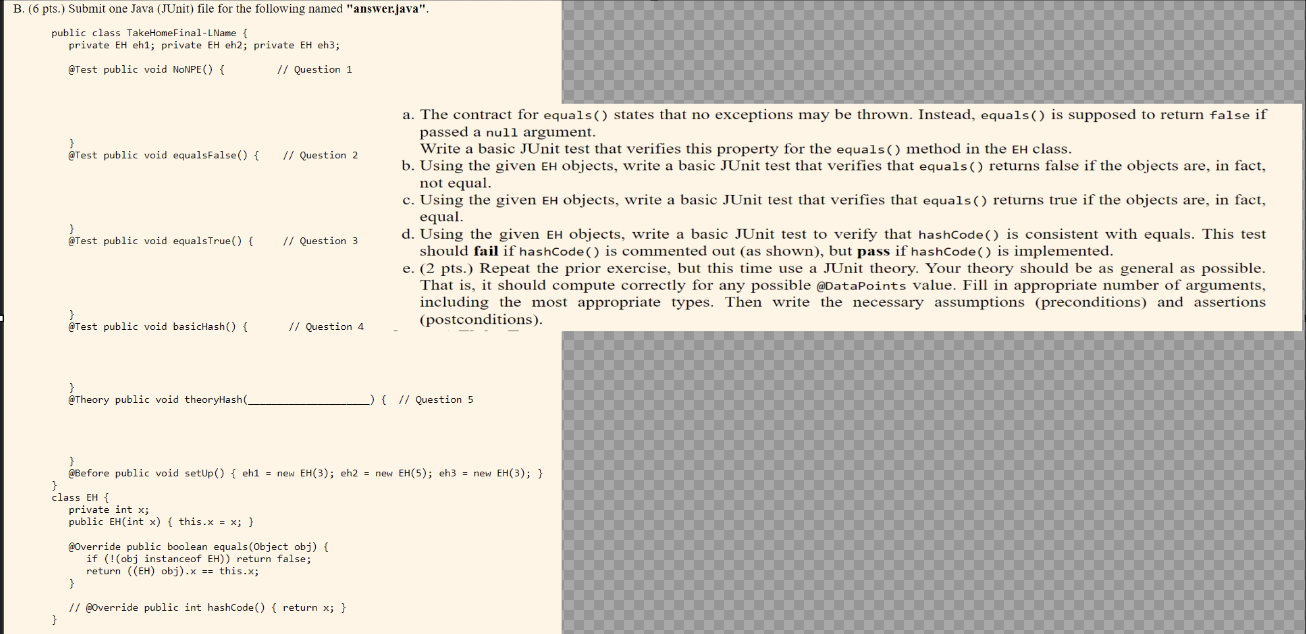 Solved (6 ﻿pts.) ﻿Submit one Java (JUnit) ﻿file for the | Chegg.com