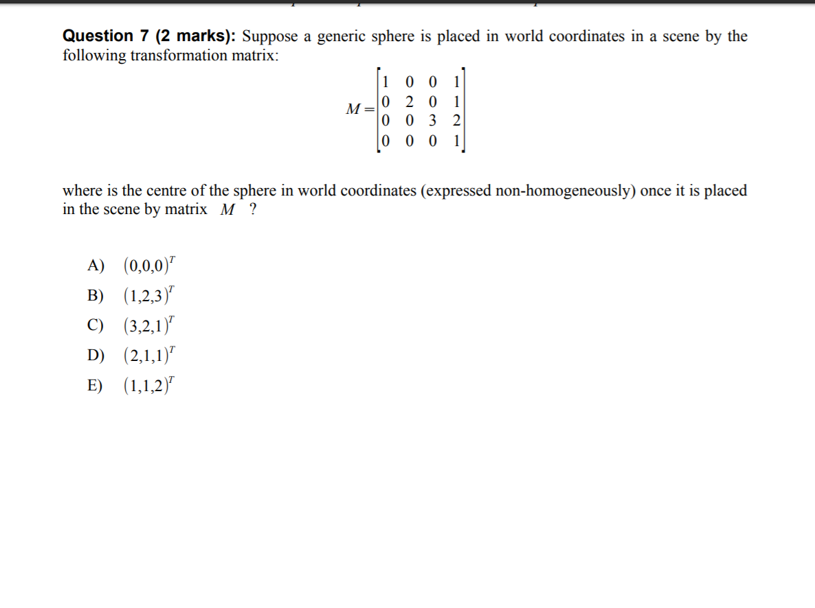 Question 7 (2 marks): Suppose a generic sphere is | Chegg.com