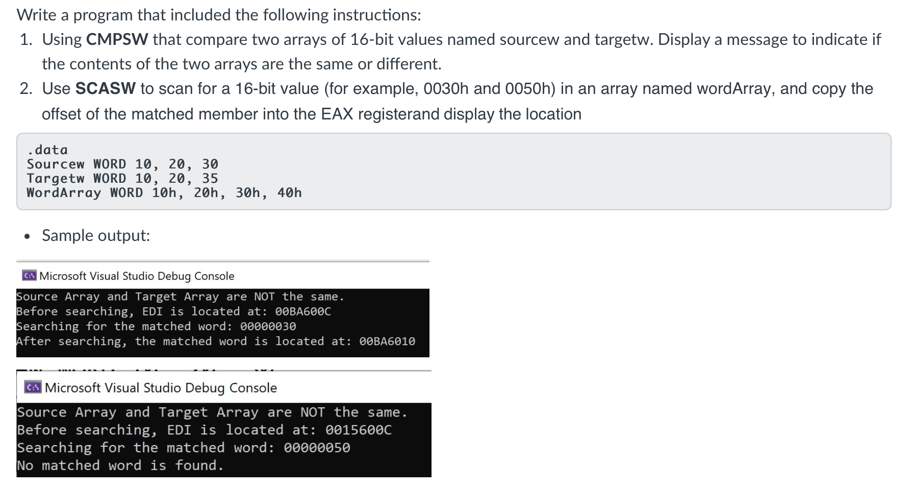 Solved Write a program that included the following | Chegg.com