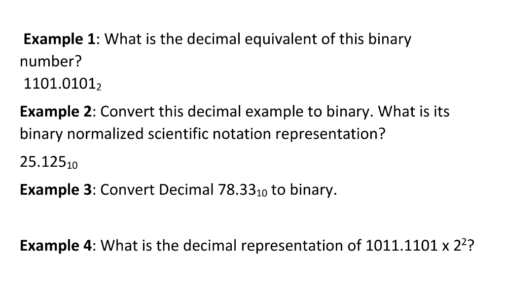 Solved Example 1: What is the decimal equivalent of this | Chegg.com