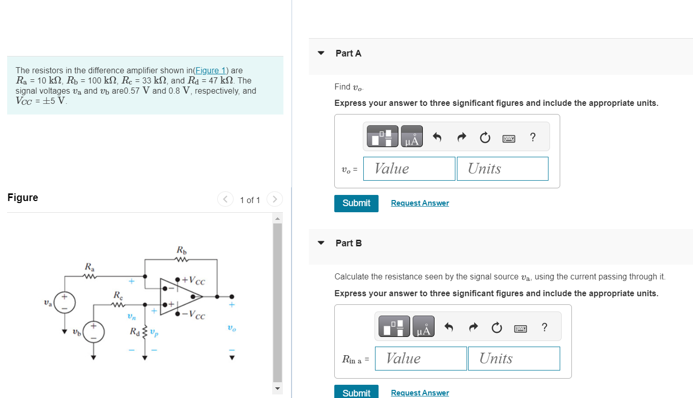Solved The resistors in the difference amplifier shown | Chegg.com