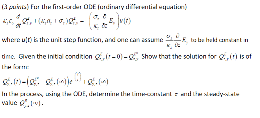 Solved 3 Points For The First Order Ode Ordinary
