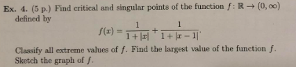 Solved Find critical and singular points of the function | Chegg.com