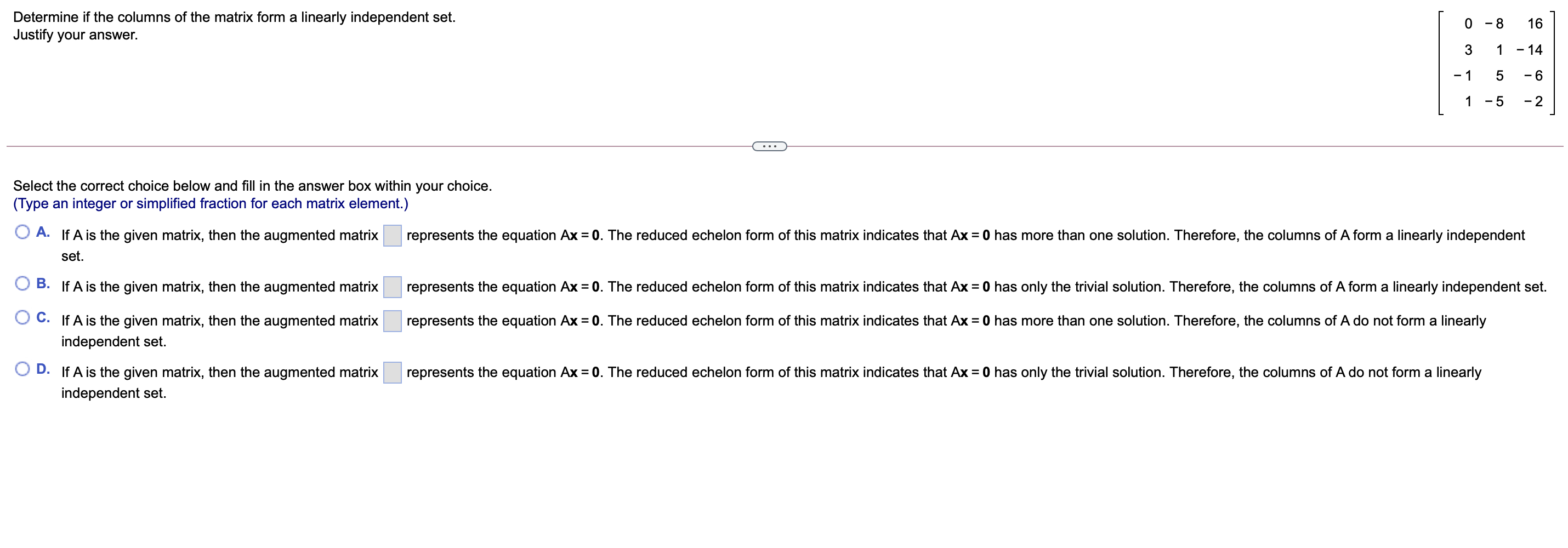 Solved Determine If The Columns Of The Matrix Form A 6541