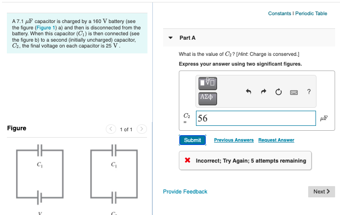 Solved Constants Periodic Table A7.1 4F capacitor is charged | Chegg.com