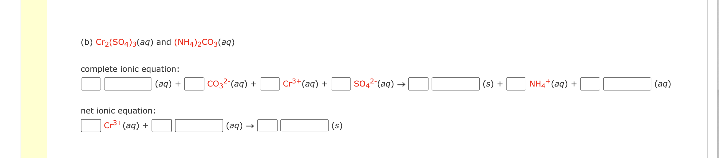 Solved (c) AgNO3(aq) and K2SO4(aq) complete ionic equation: | Chegg.com