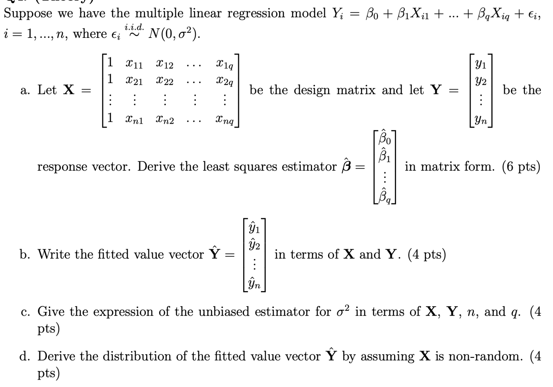 Solved Suppose we have the multiple linear regression model | Chegg.com