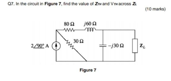 Solved In the circuit in Figure 7, find the value of ZTH and | Chegg.com