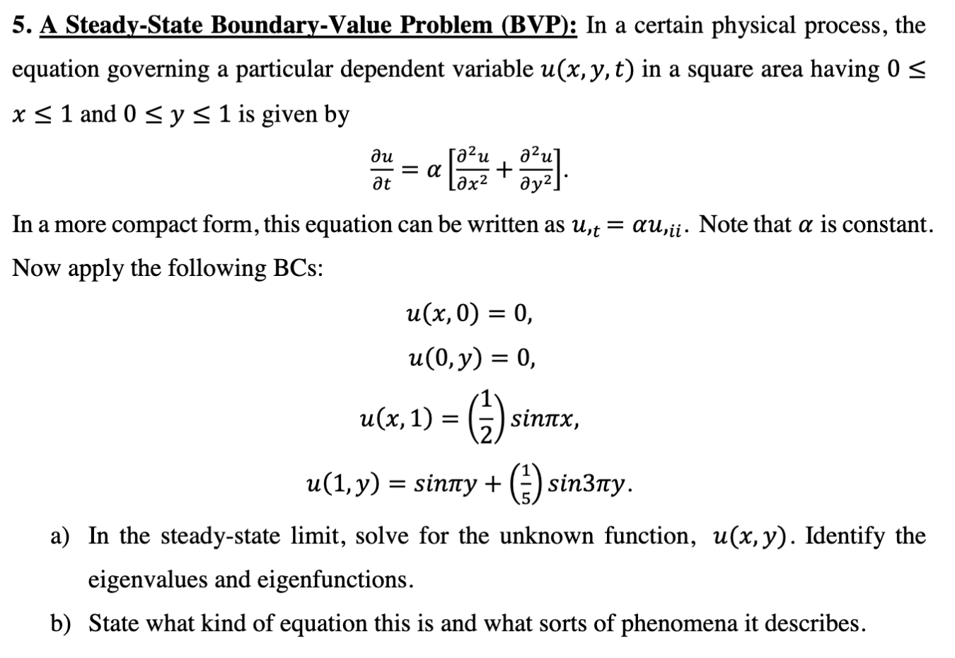 5. A Steady-State Boundary-Value Problem (BVP): In a | Chegg.com