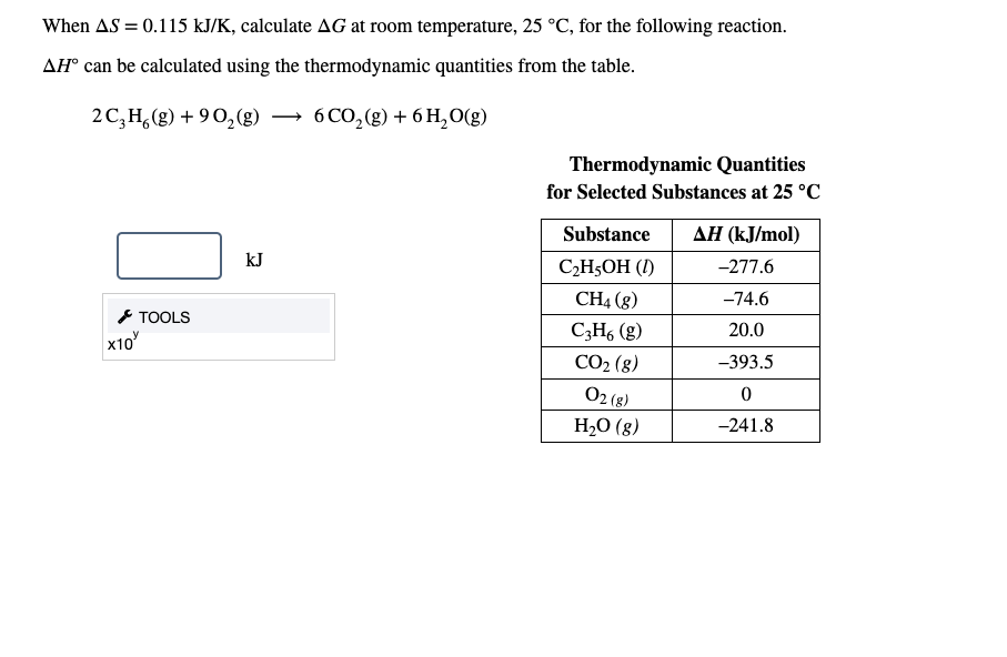 Solved When AS = 0.115 kJ/K, calculate AG at room | Chegg.com