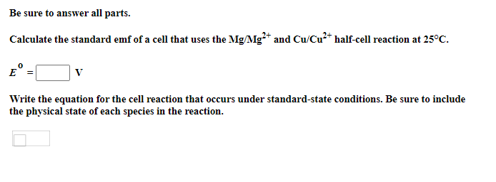 Solved Be sure to answer all parts. Calculate the standard | Chegg.com