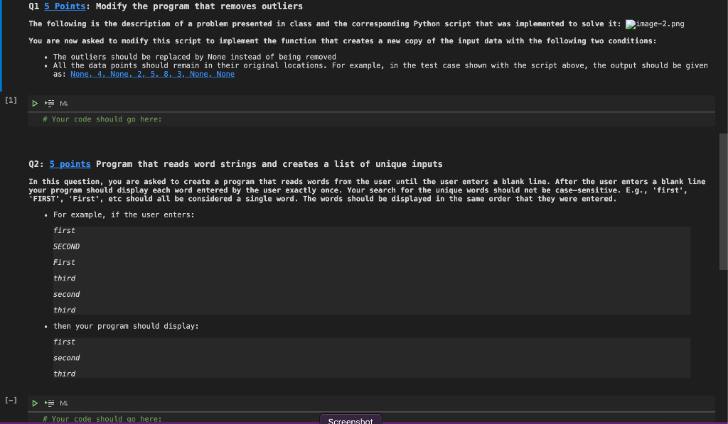 Solved Q1 5 Points: Modify the program that removes outliers | Chegg.com