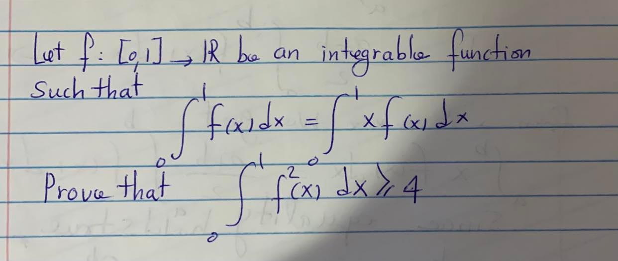 Solved Let f:[0,1]→R be an integrable function such that | Chegg.com