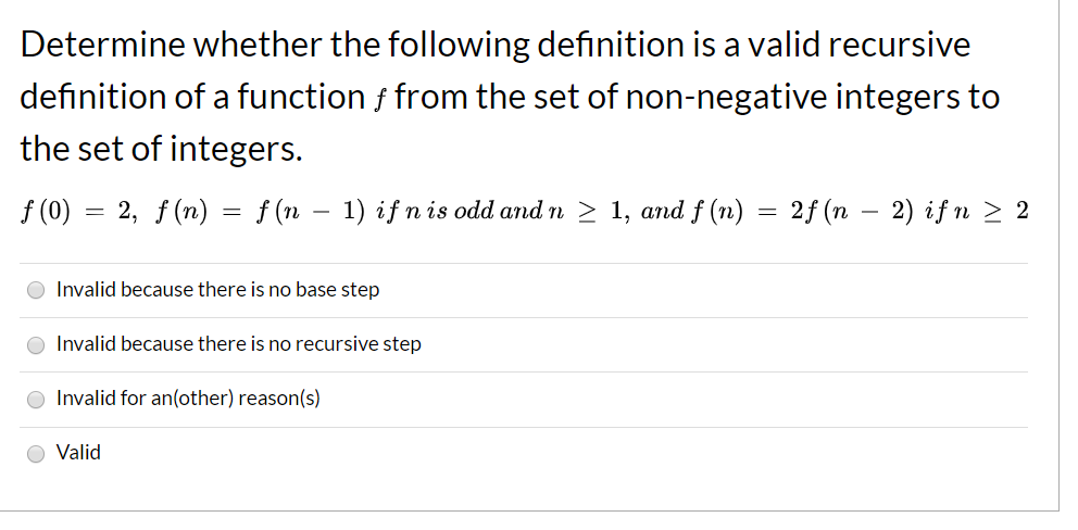 Solved Determine whether the following definition is a valid | Chegg.com