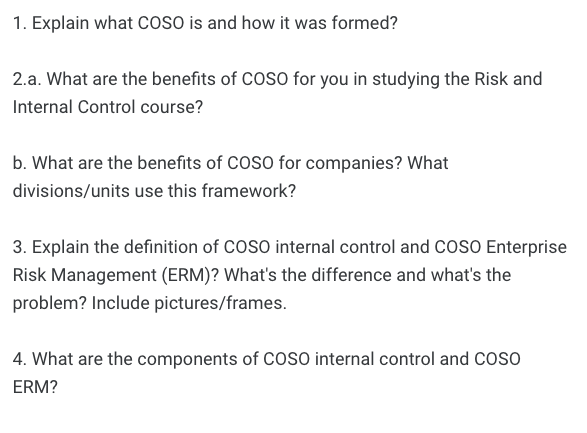 Solved 1. Explain what CosO is and how it was formed? 2.a. | Chegg.com