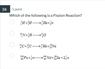 Solved 1 point Fusion and Fission reactions release energy | Chegg.com