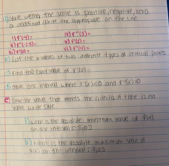 Solved a) State wether the value is positive, negative, | Chegg.com
