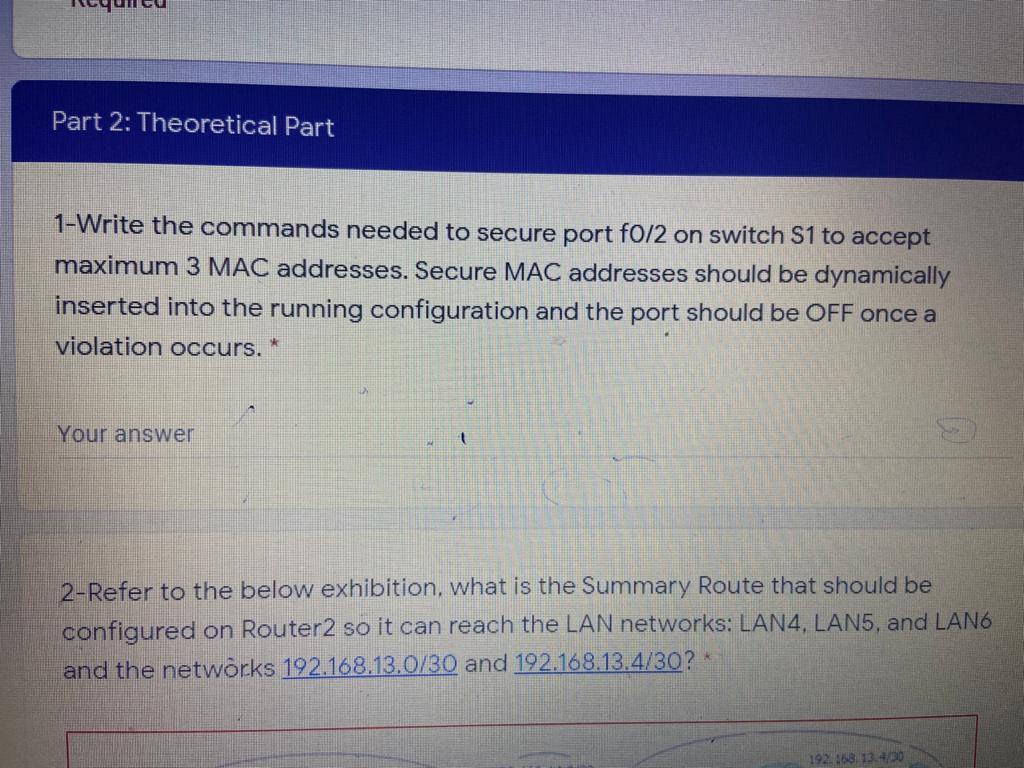 Solved Part 2: Theoretical Part 1-Write the commands needed | Chegg.com
