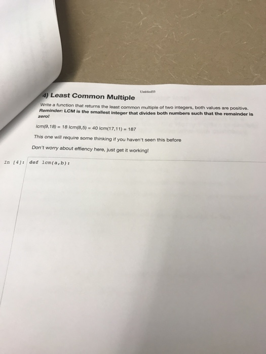Solved Least Common Multiple Write a function that returns | Chegg.com
