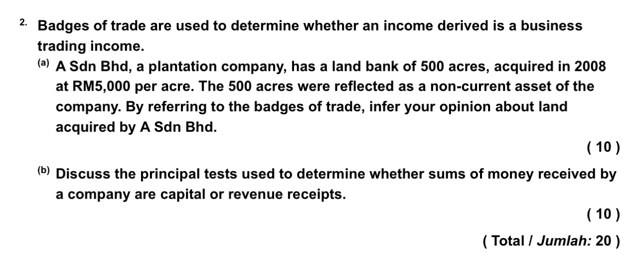 Solved 2. Badges of trade are used to determine whether an | Chegg.com