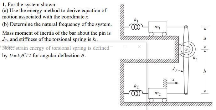 Solved 1. For the system shown: (a) Use the energy method to | Chegg.com