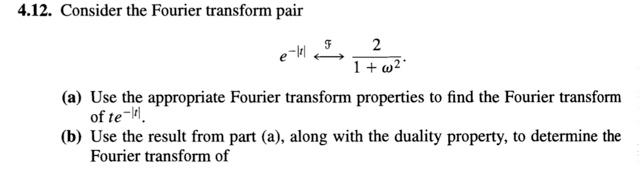 Solved 4.12. Consider the Fourier transform pair | Chegg.com