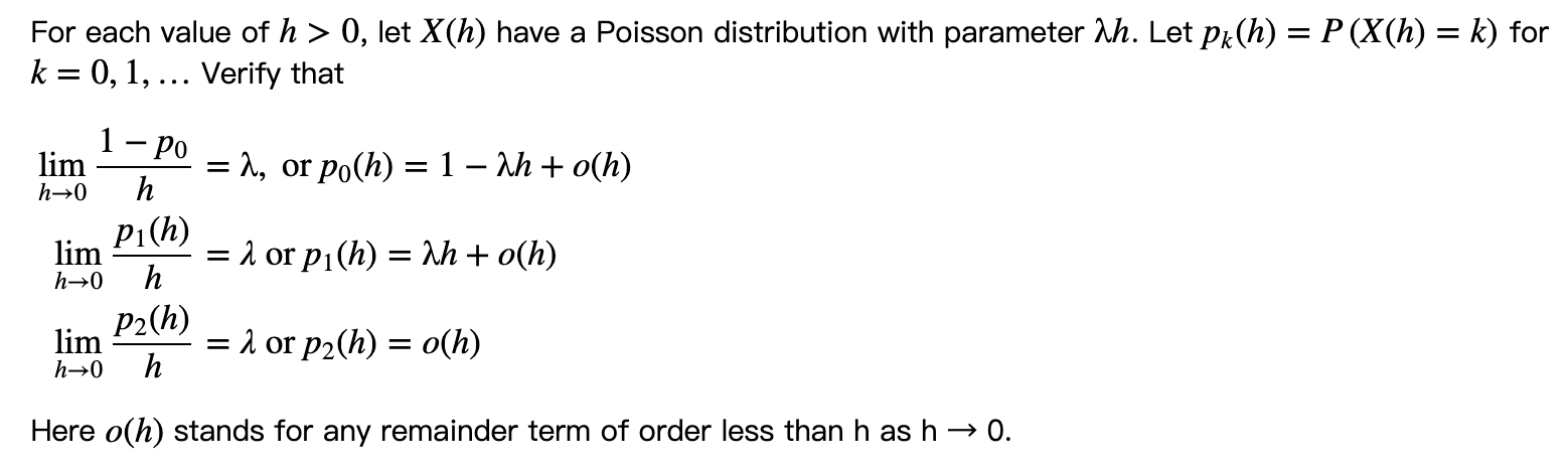 Solved For each value of h>0, let X(h) have a Poisson | Chegg.com