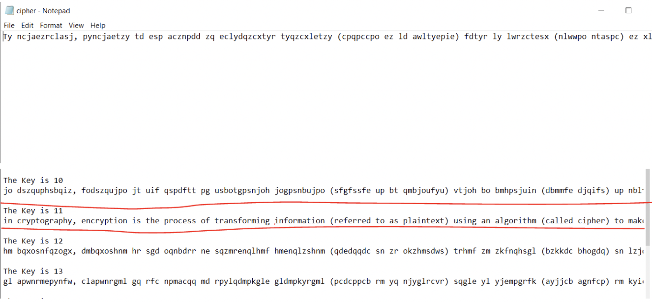 Solved Input file is cipher.txt, output file displays the | Chegg.com