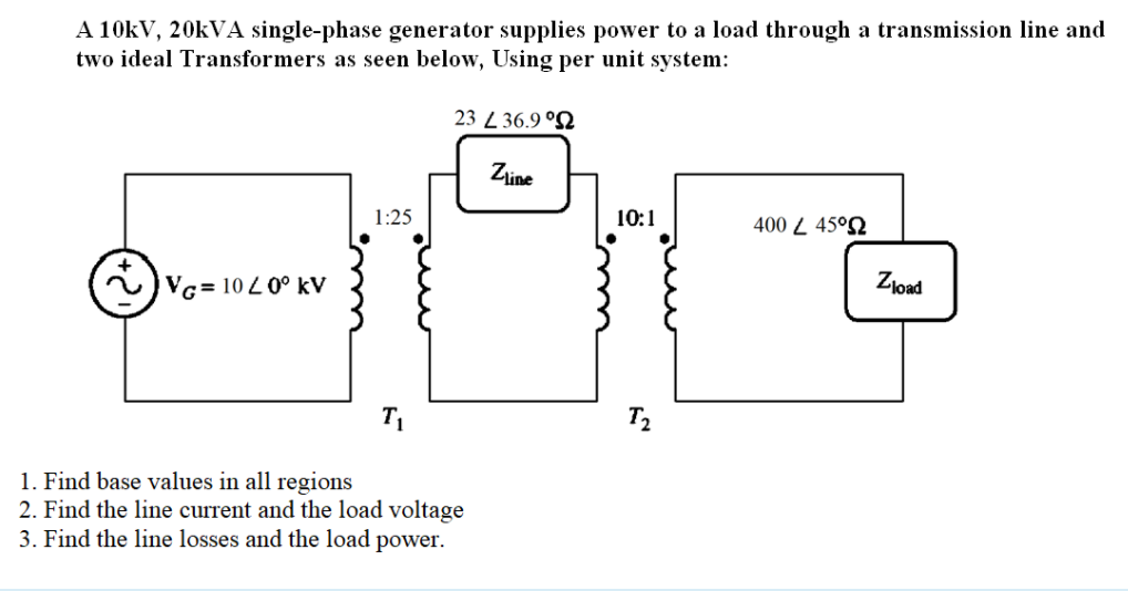 Solved A 10kV, 20kVA single-phase generator supplies power | Chegg.com