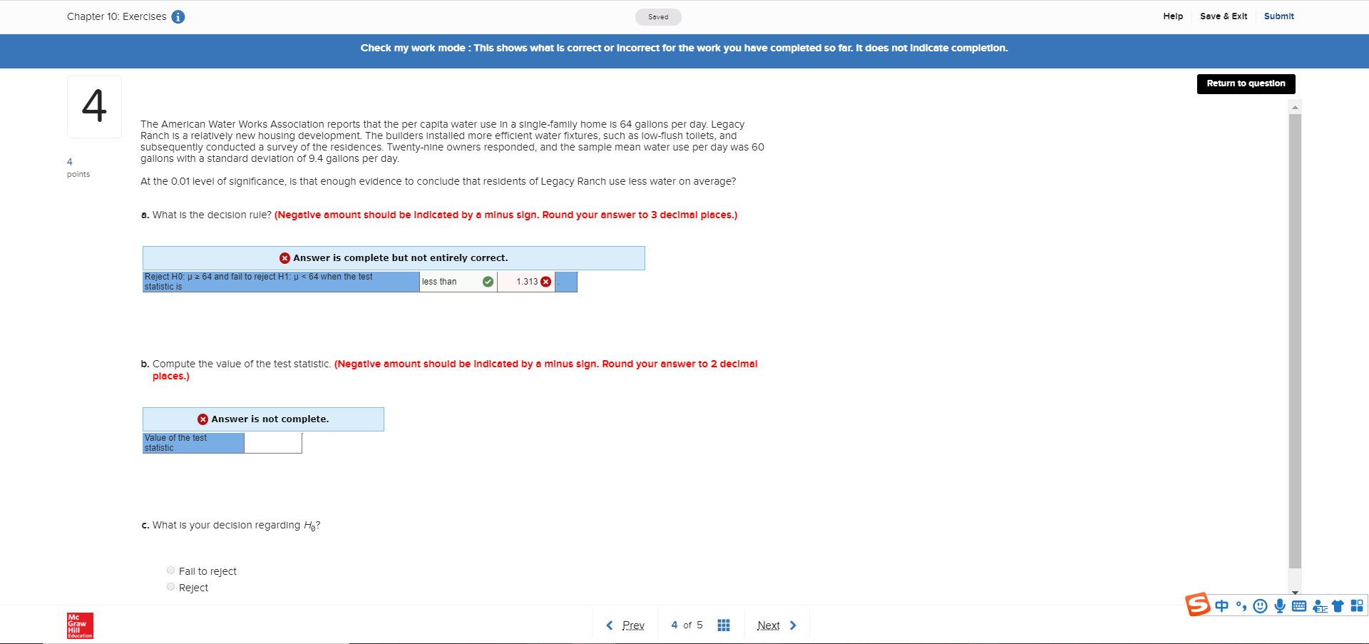 Solved Chapter 10: Exercises i Saved Help Save & Exit Submit | Chegg.com