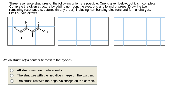 Solved Three resonance structures of the following anion are | Chegg.com