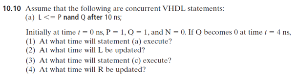 Solved 10.10 Assume that the following are concurrent VHDL | Chegg.com