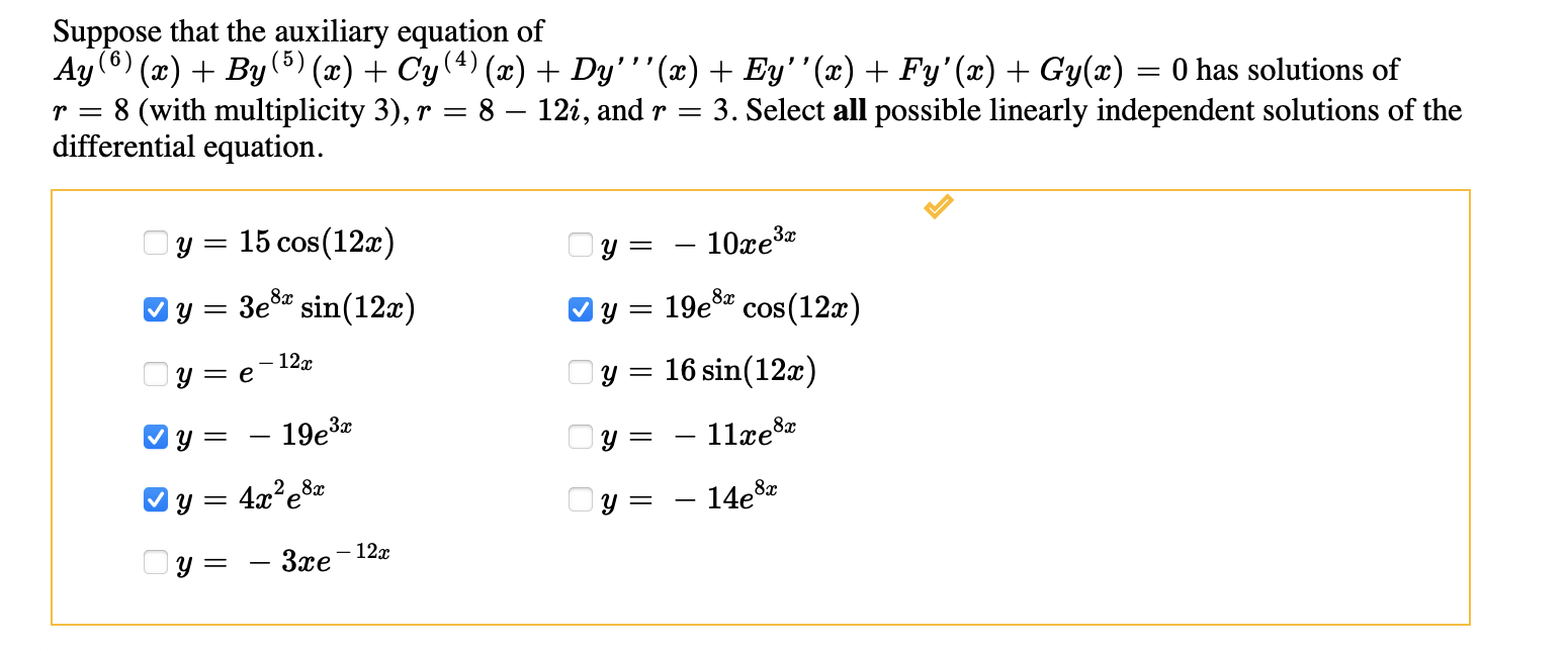 Solved Suppose that the auxiliary equation | Chegg.com