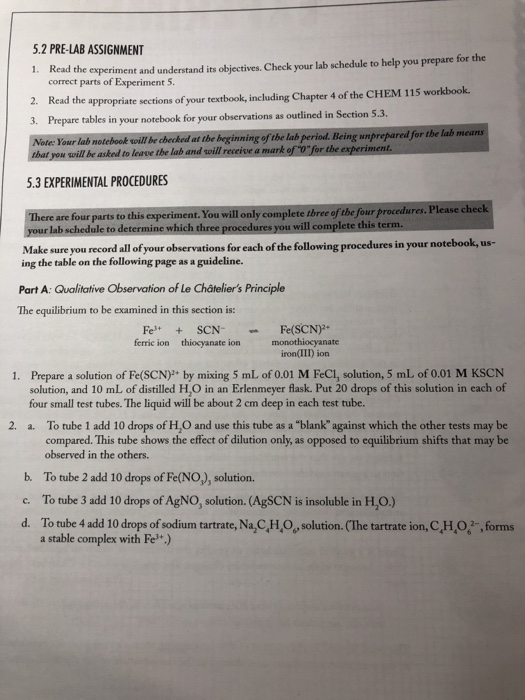 Solved 5.2 PRE-LAB ASSIGNMENT 1. Read th e experiment and | Chegg.com