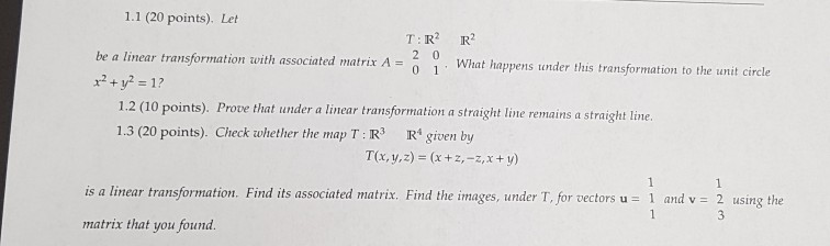 Solved 1.1 (20 points). Let T: R2 R be a linear | Chegg.com