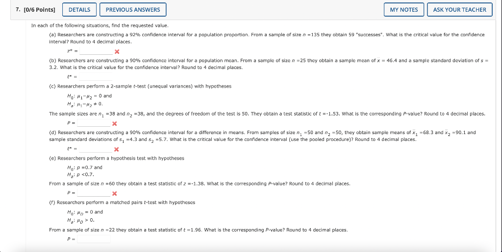 Solved each of the following situations, find the requested | Chegg.com