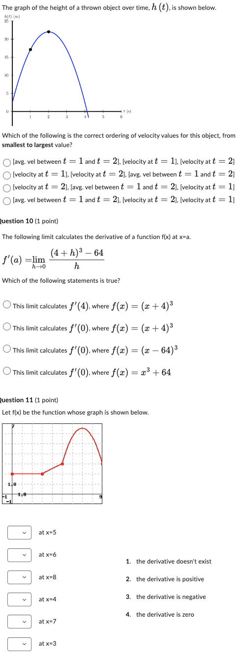 Solved The graph of the height of a thrown object over time, | Chegg.com