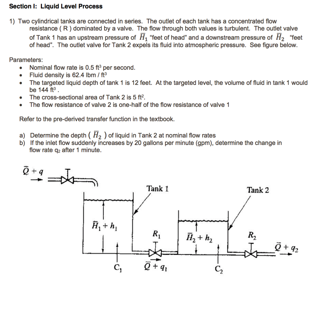 Section l: Liquid Level Process 1) Two cylindrical | Chegg.com