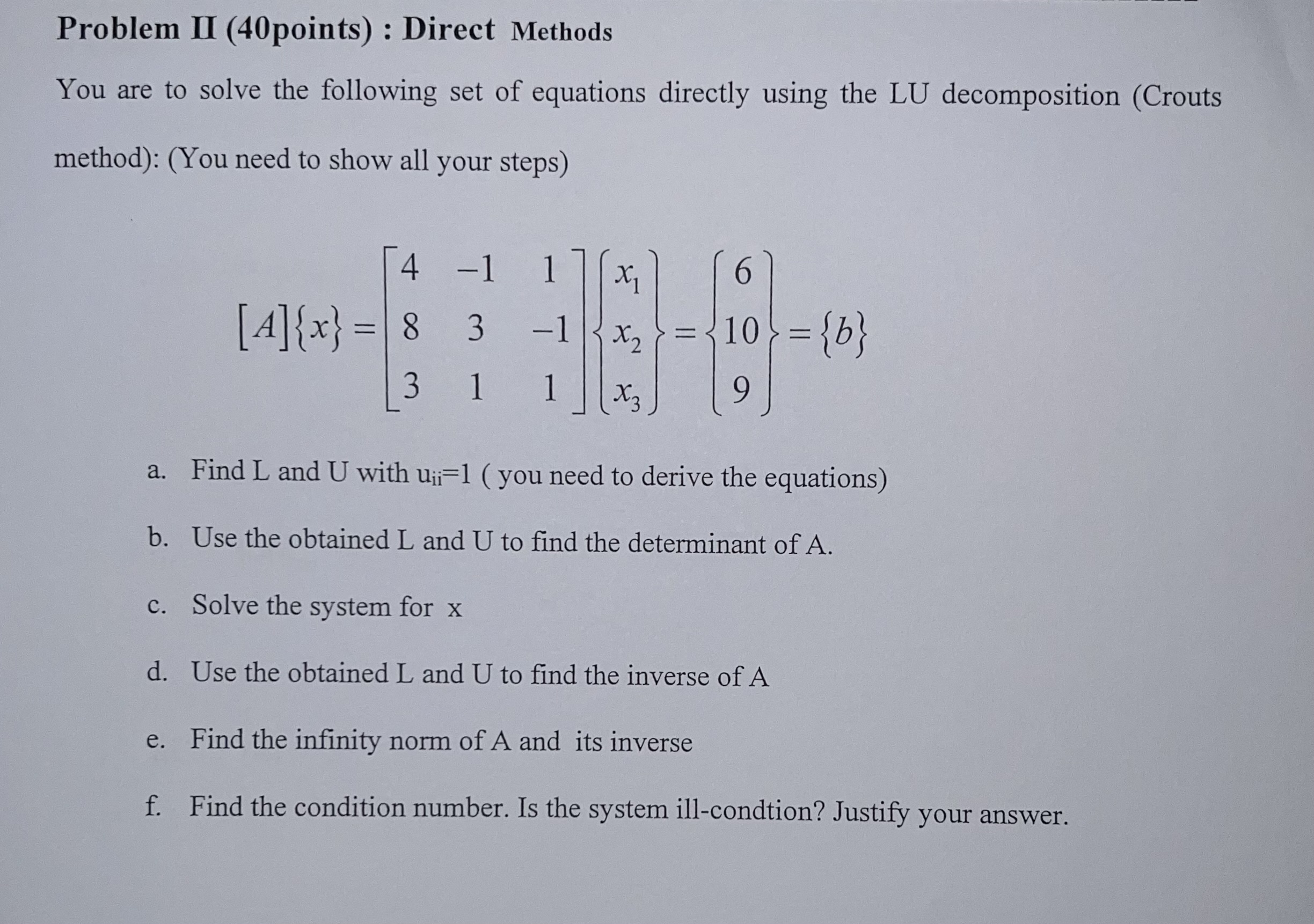 Solved You are to solve the following set of equations | Chegg.com