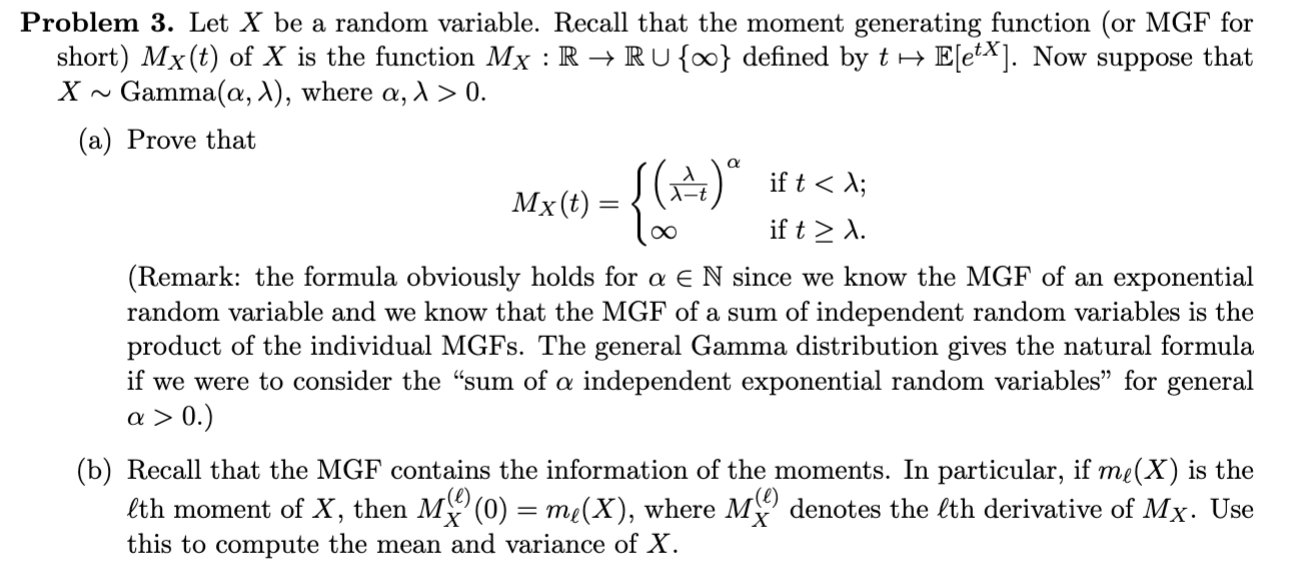 Solved Problem 3. Let X be a random variable. Recall that | Chegg.com