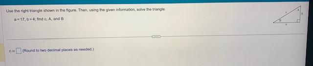 Solved Use the right triangle shown in the figure. Then, | Chegg.com