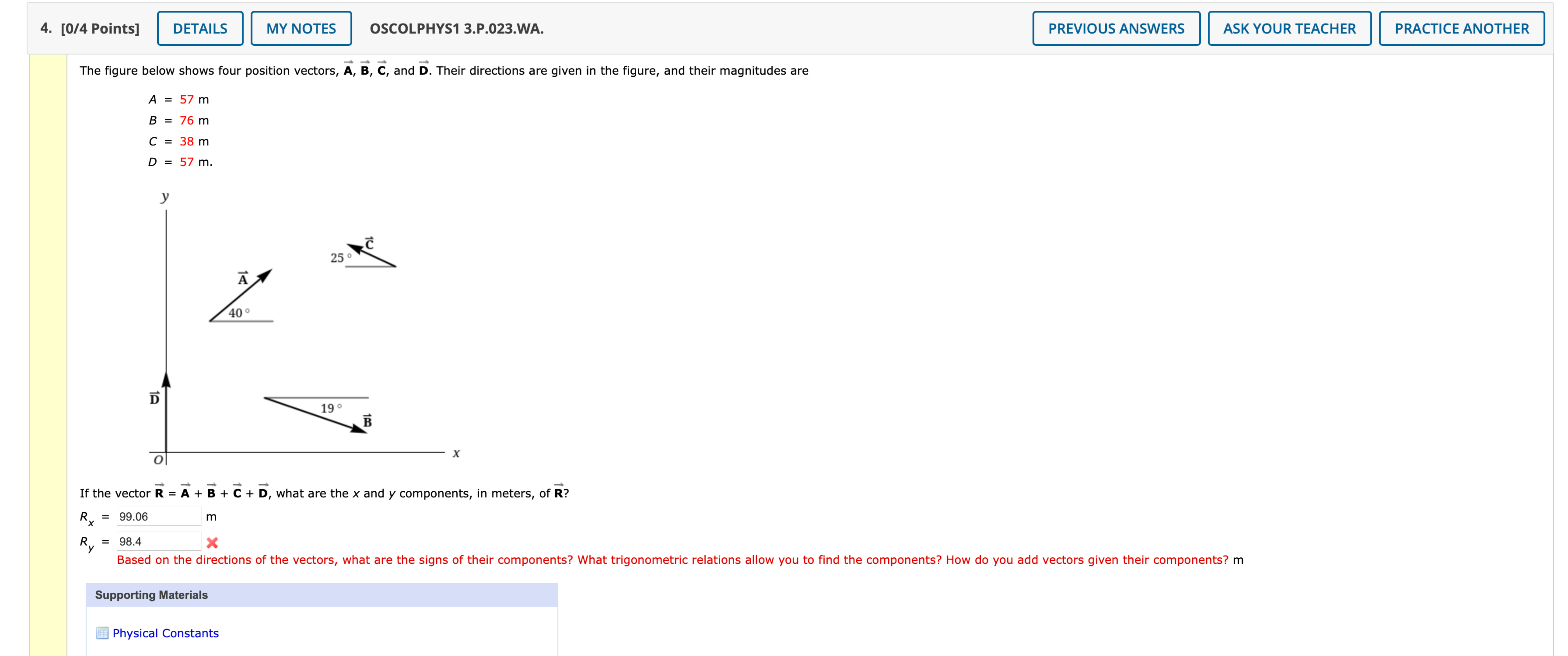 Solved The figure below shows four position vectors, | Chegg.com