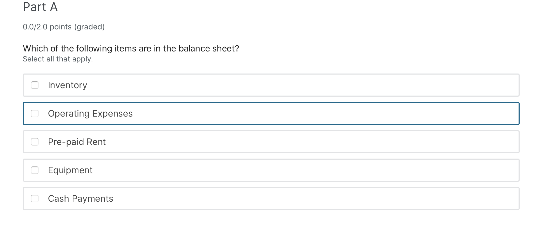 Solved Part A 0.0/2.0 points (graded) Which of the following | Chegg.com