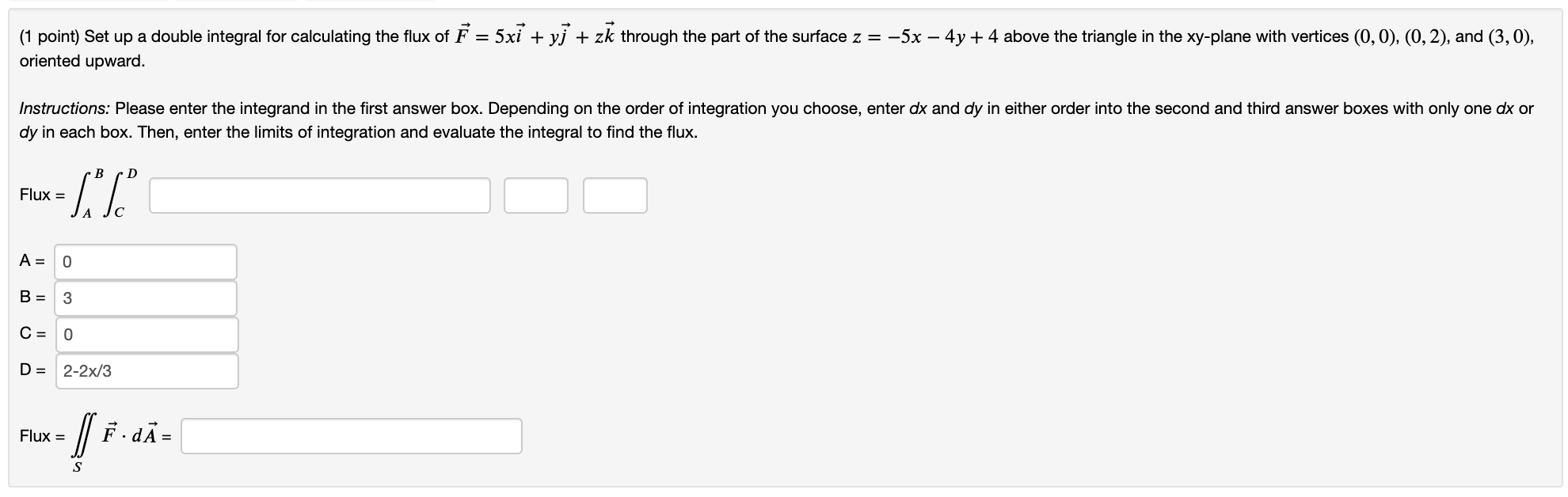 Solved (1 point) Set up a double integral for calculating | Chegg.com