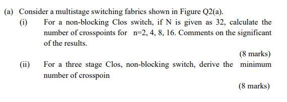Solved (a) Consider a multistage switching fabrics shown in | Chegg.com