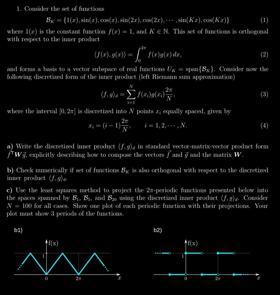 Solved 1. Consider the set of functions | Chegg.com