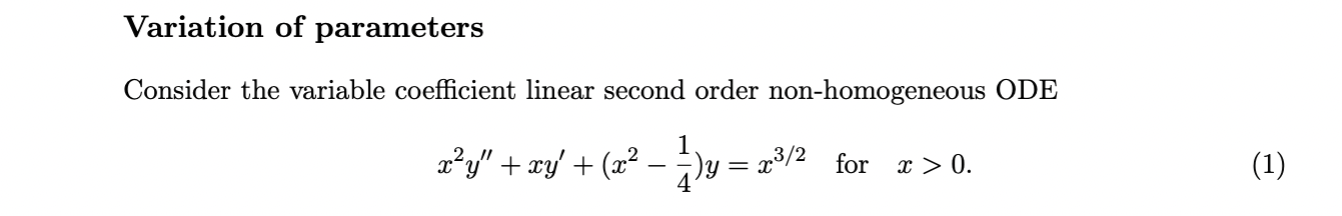 Solved Variation of parameters Consider the variable | Chegg.com