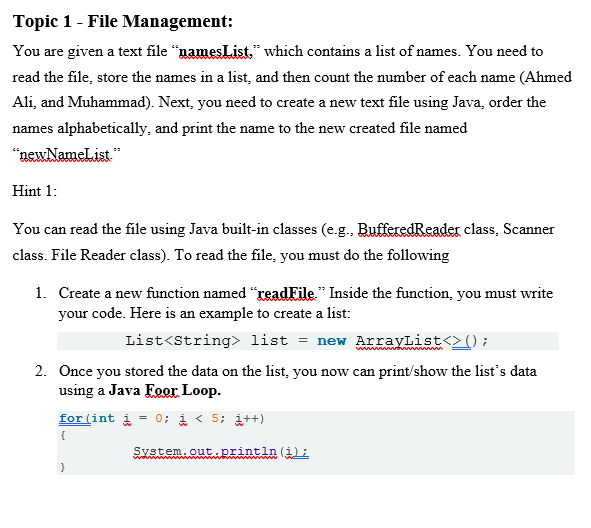 Solved Topic 1 - File Management: You are given a text file | Chegg.com